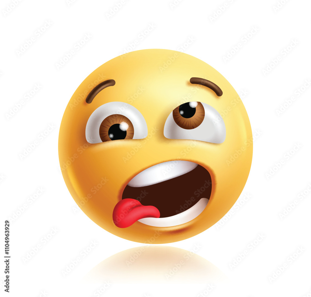 Goofy emoji clipart 3d character. Emoji face character in silly ...