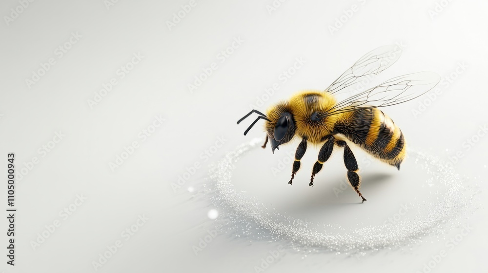 Cute 3D bee buzzing in a circular motion, leaving a sparkling trail on ...