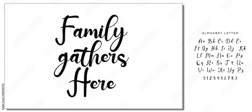 Family gathers here, Wording design, lettering, Family birds ...