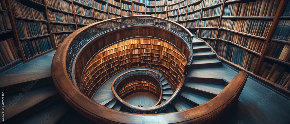 Captivating Spiral Staircase in Historic Library Celebrating Fibonacci Day, Pi Day, and World ...