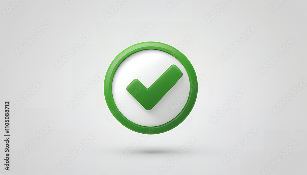 Green Check Mark Icon 3D Render: Approval Confirmation Success Symbol ...