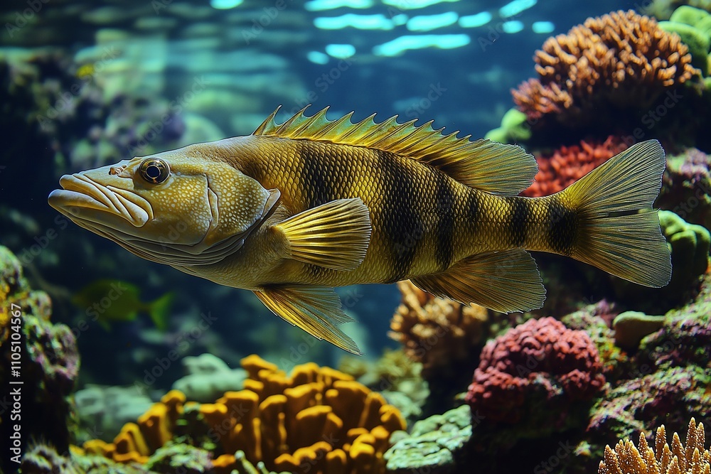 Leopard grouper (Mycteroperca rosacea) in its yellow phase, from the ...