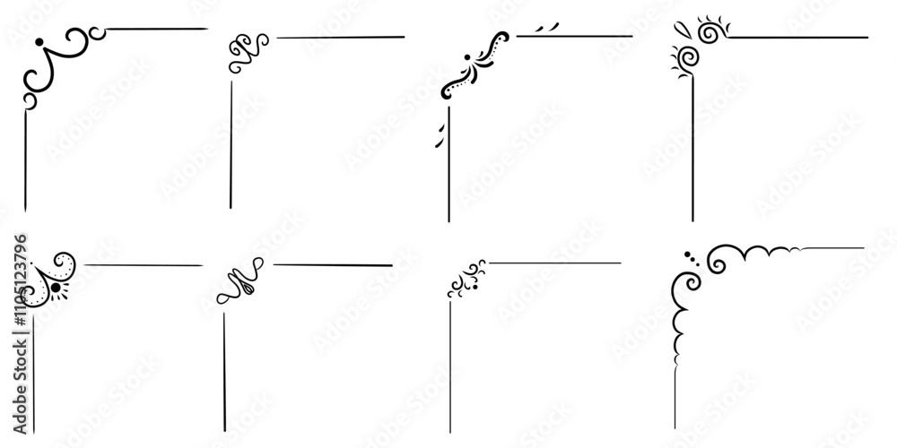 Decorative corner frame set. Vintage angle border collection for text ...