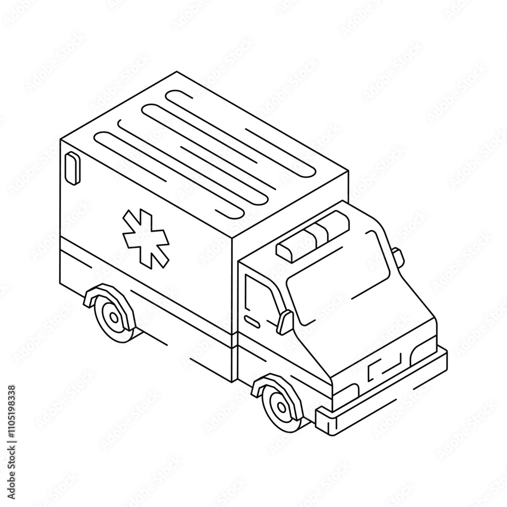 Patient transport, medical emergency vehicle, concept icon of ambulance ...