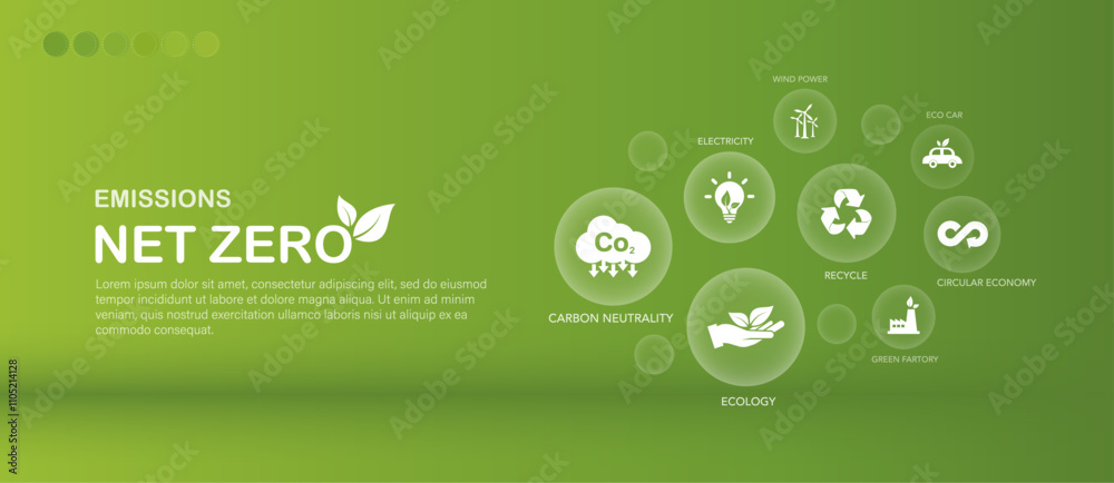 Net zero and carbon neutral vector illustration. Concept net zero greenhouse gas and emissions ...