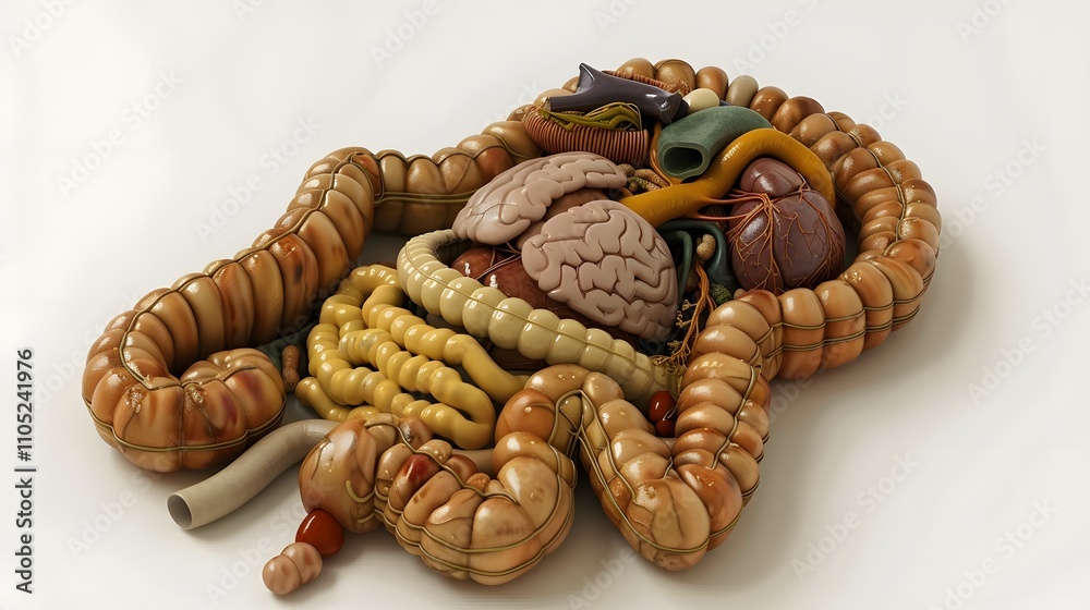 Detailed 3D model of human digestive system and internal organs. Stock ...