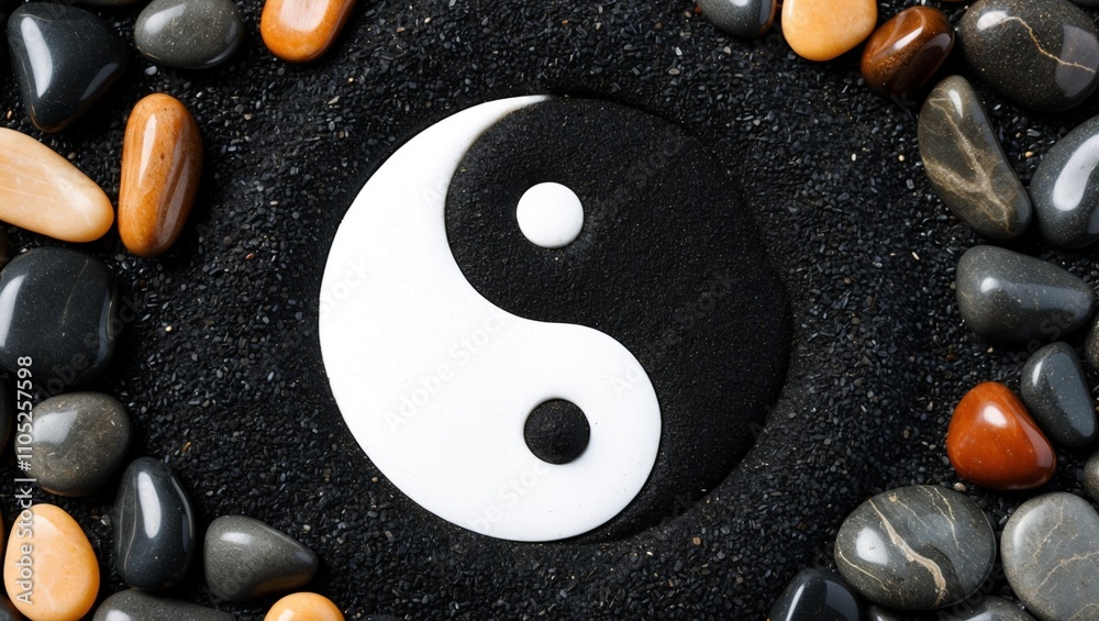 Yin Yang Symbol Black Water Ying Button Zen Sign Design Balance Macro ...