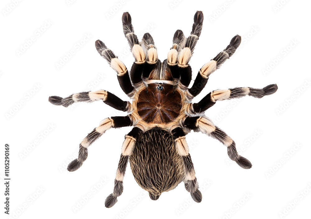Top view of dorsal side Peacock tarantula, Poecilotheria metallica ...