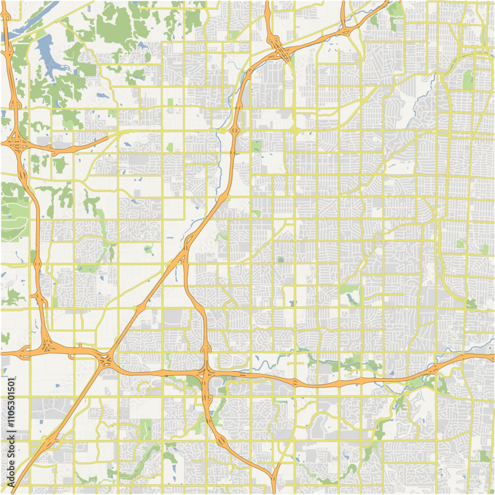 Map of Overland Park in Kansas in a normal road map style. Contains ...