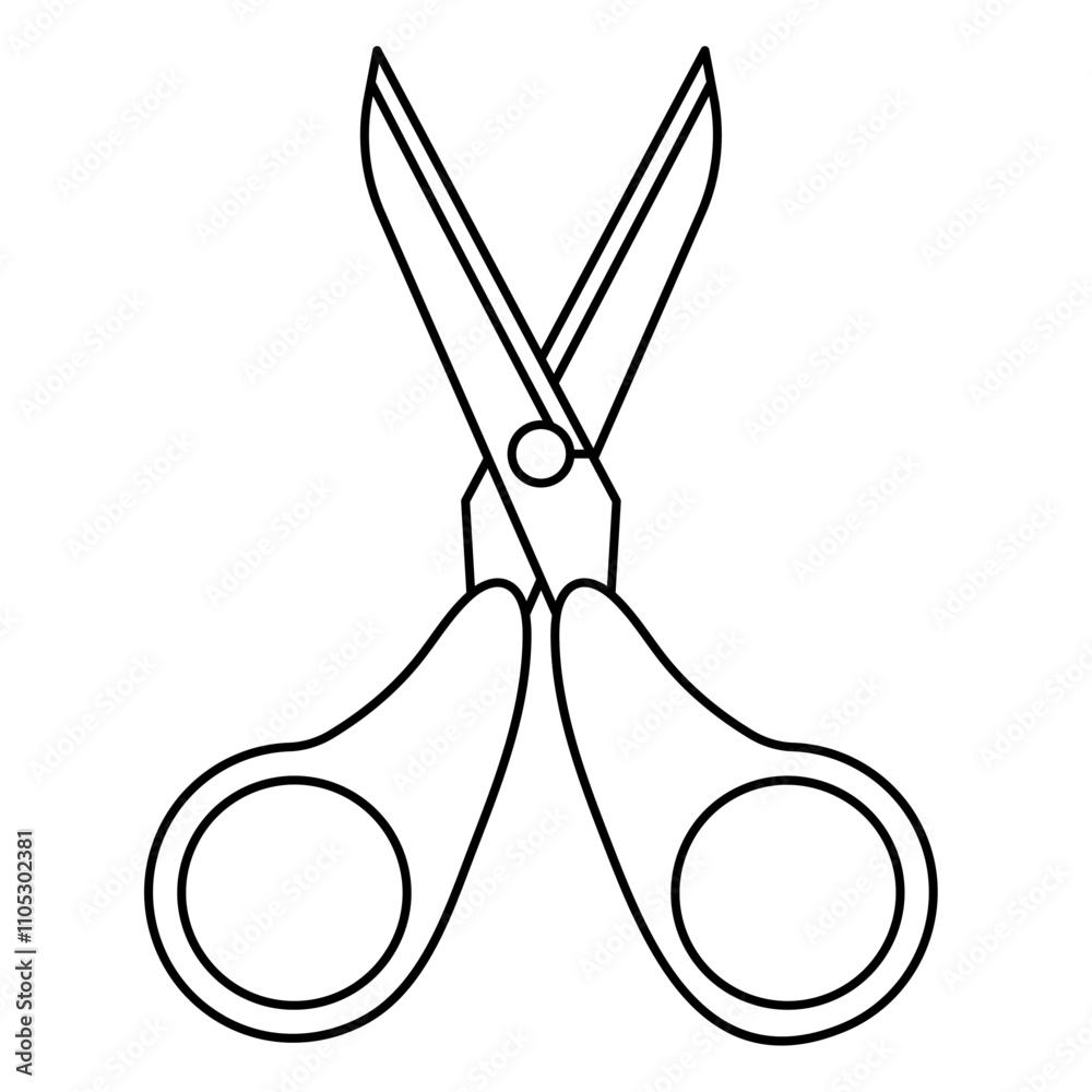 Scissors line art vector illustration, open scissors outline line icon ...