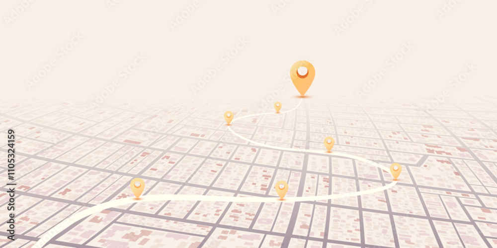 City map featuring directional signs, an intended goal point and ...