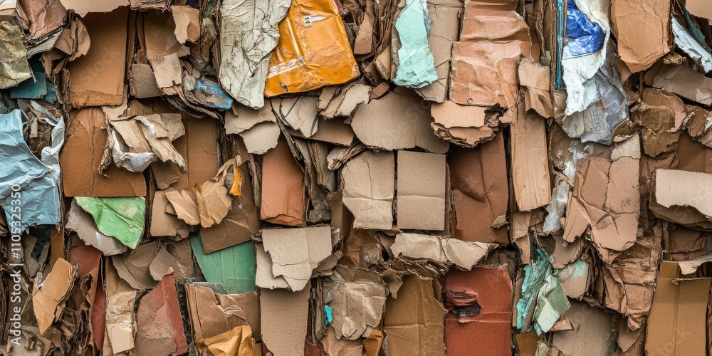 Стоковое фото «Chipped corrugated waste represents a collection of ...