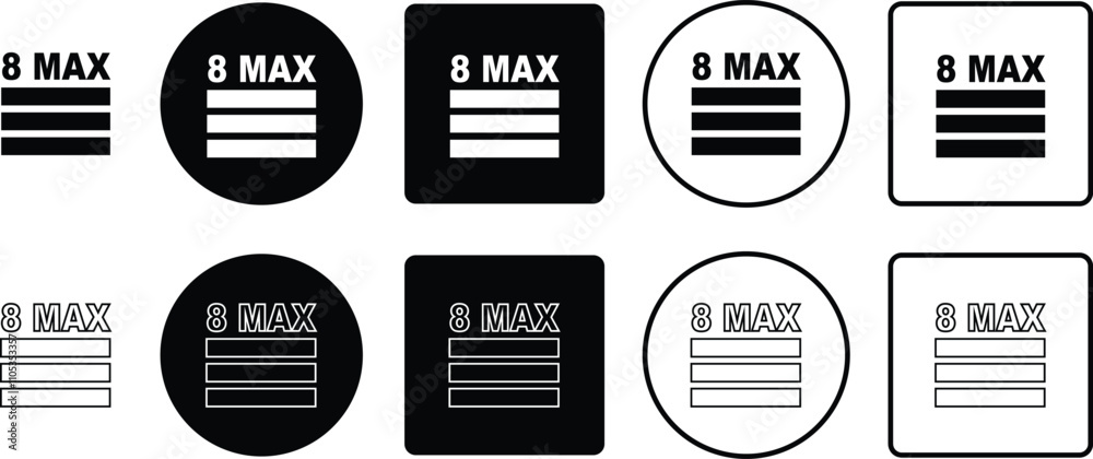 Maximum Stack Icons Set. 8 Grades. Storage Rule Symbols for Goods ...