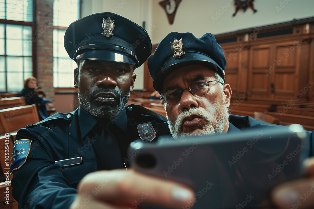 Generative AI Image of Policeman Working in Prison Near Jail Bars ...