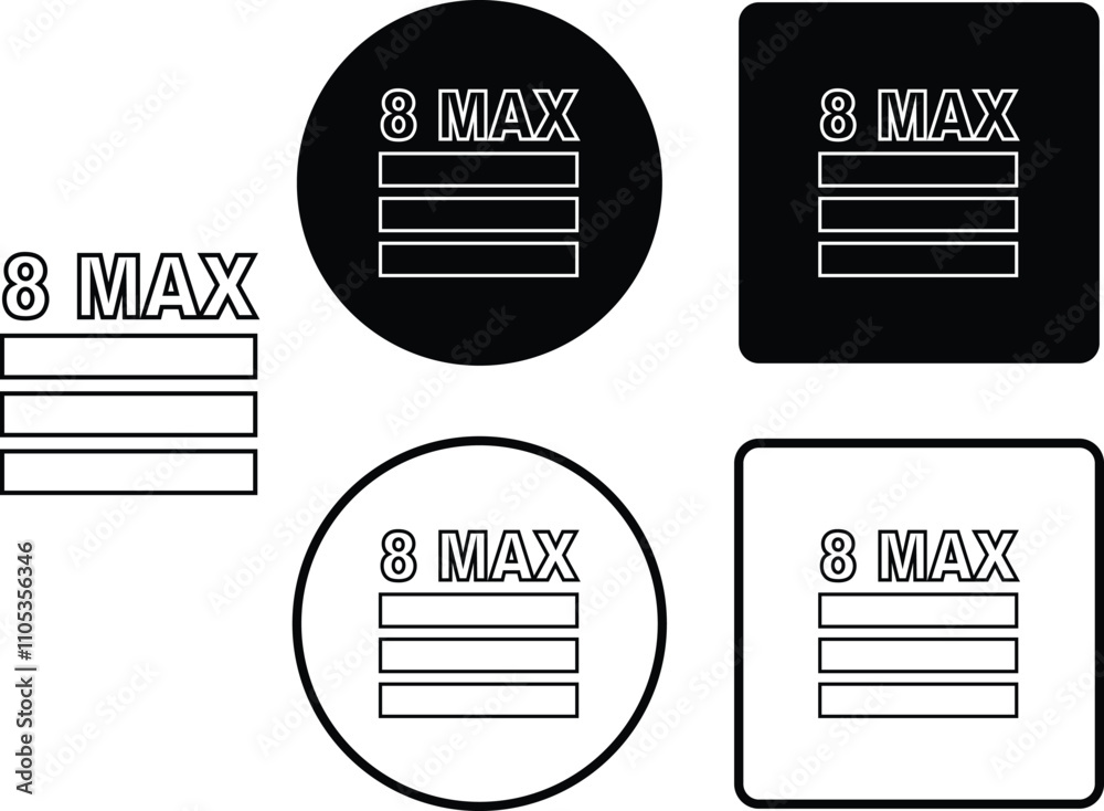 Set of Maximum Stack Icons. 8 Grades. Storage Rule Symbols for Goods ...