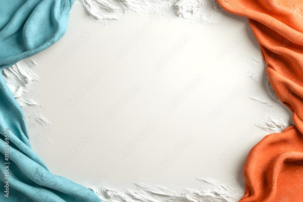 Colorful Fabric Border with Soft Textures and Neutral Background ...