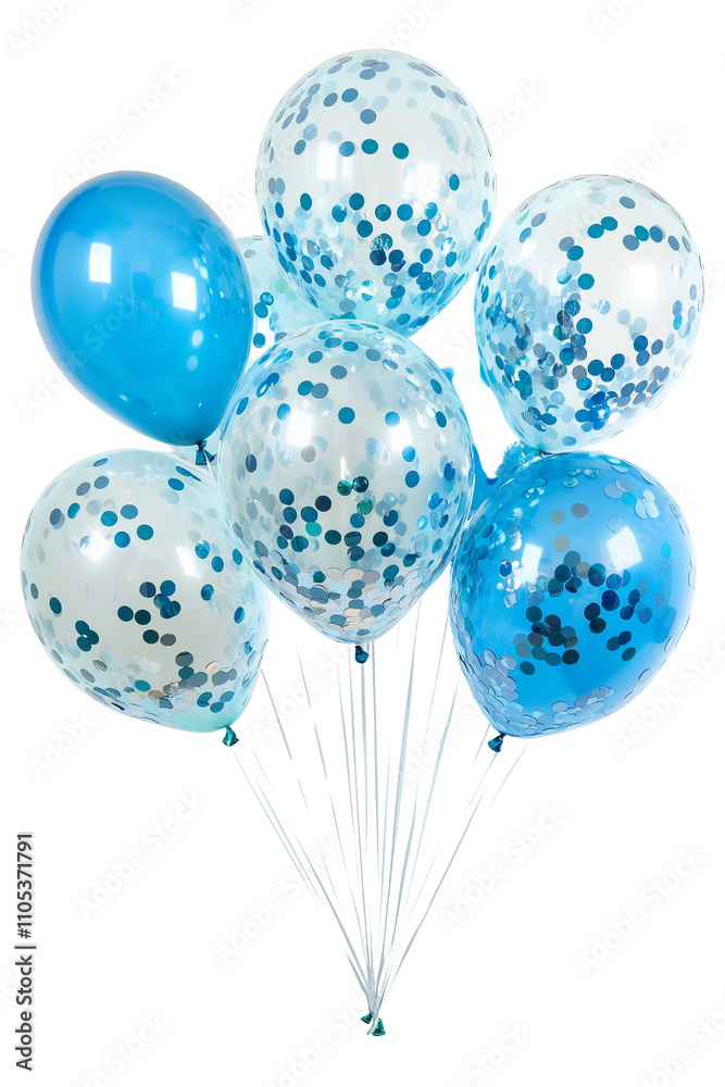 Bunch of Blue Party Balloons with strings, vector isolated on ...