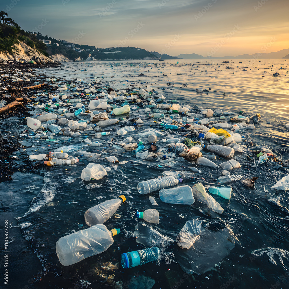 Environmental awareness campaign coastal area image of ocean pollution ...