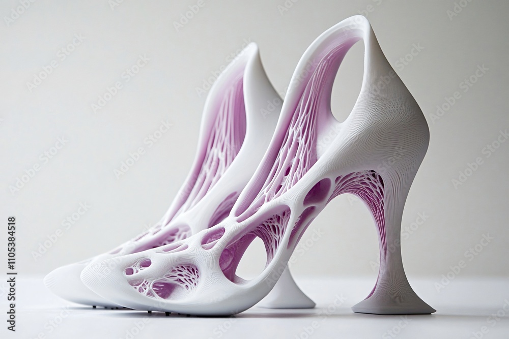 Pair of futuristic high heels created with 3d printing technology ...