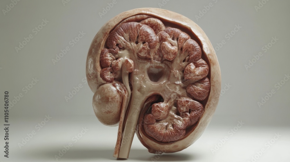 Detailed Anatomical Model of a Human Kidney Showing Complex Structure ...