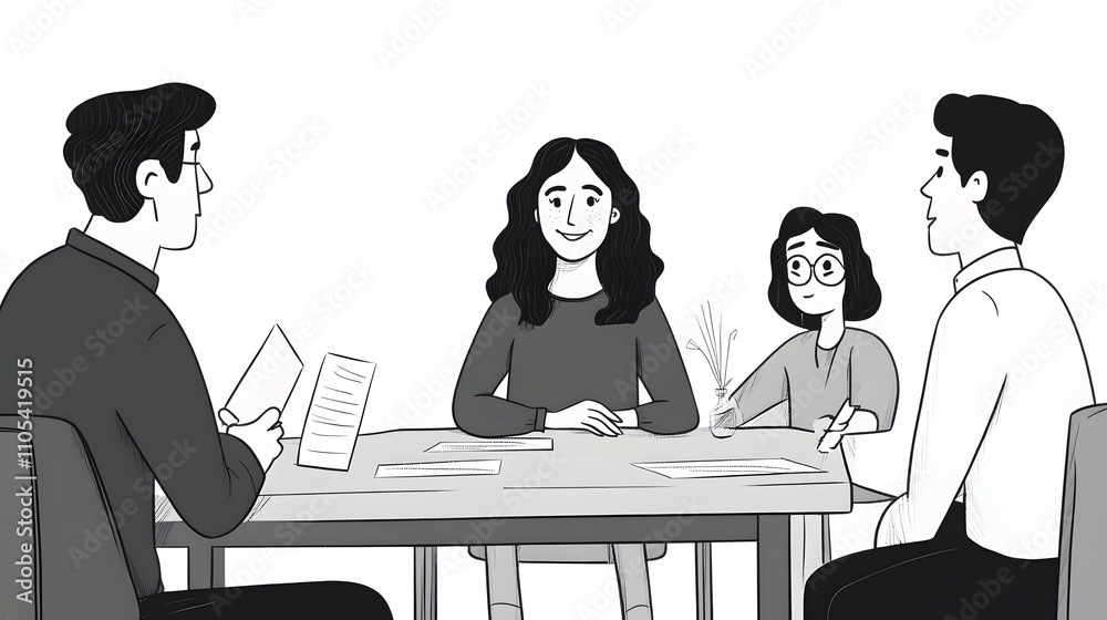 Simple clip art depicting an interview scene Stock Illustration | Adobe ...