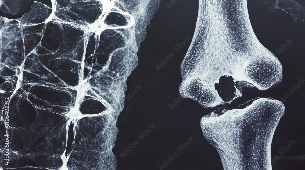 Detailed Radiographic Image of Human Bone Structure Highlighting Joint ...
