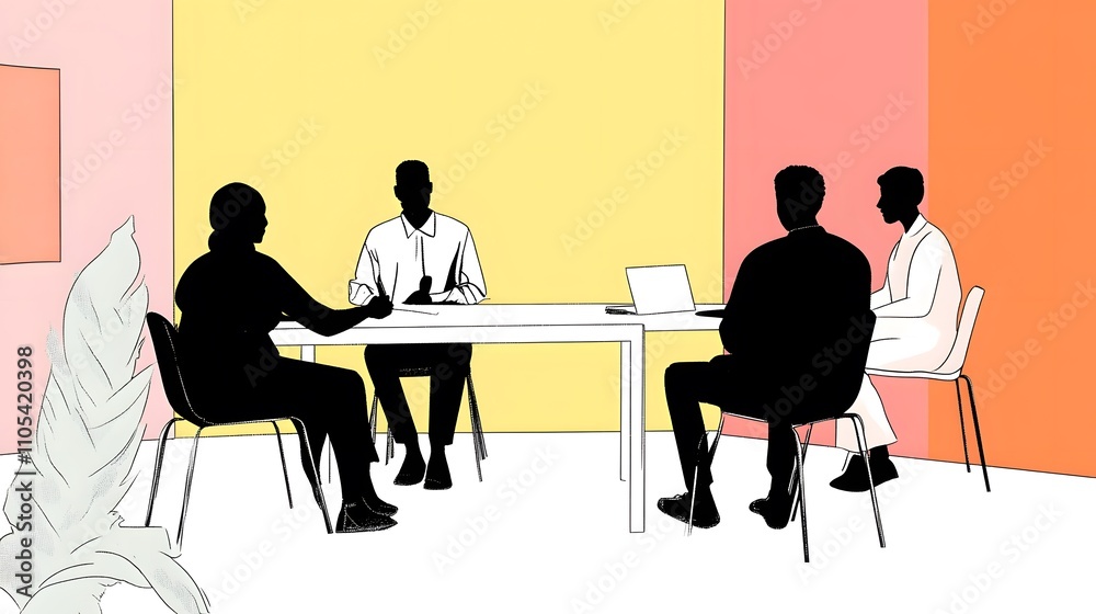 Simple clip art depicting an interview scene Stock Illustration | Adobe ...