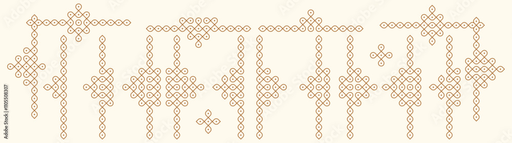 Set of kolam geometric seamless editable pattern. Design for print ...