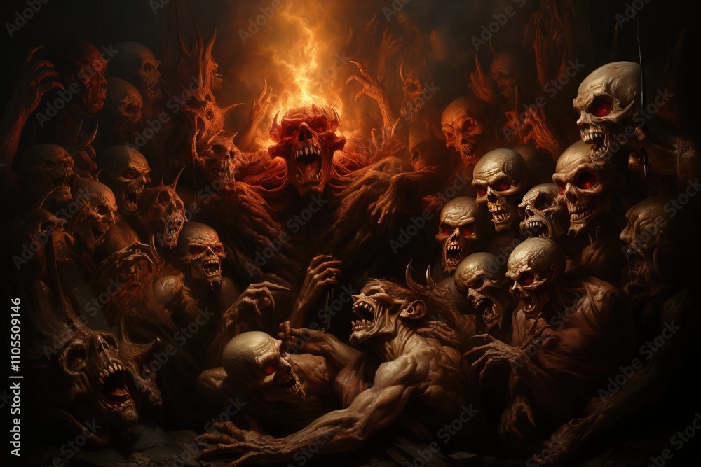 Satan is in hell. Religious demon. Devil's fire. The afterlife of ...