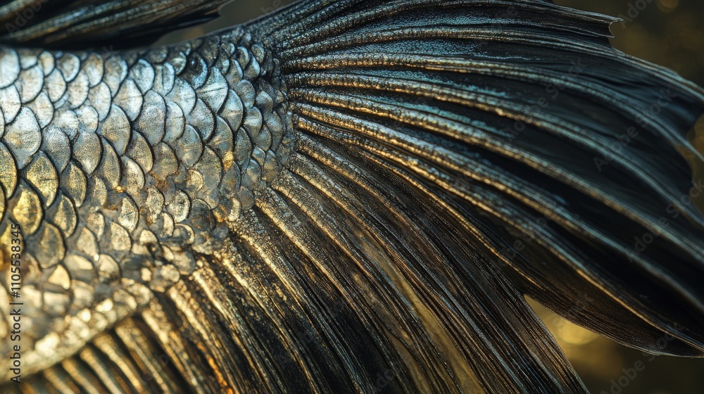 Close up of Thai betta fish displaying its intricate scales and fins ...