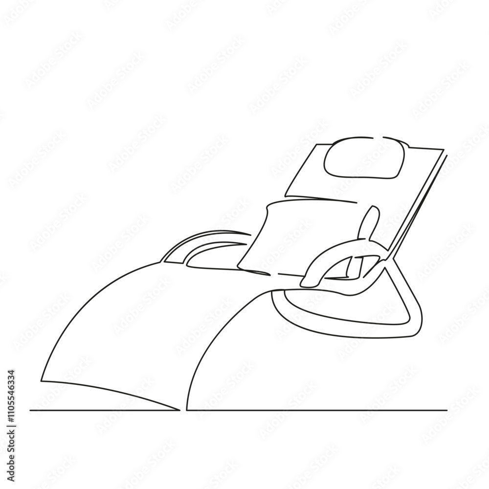 One continuous single drawing line art flat doodle beach lounger ...