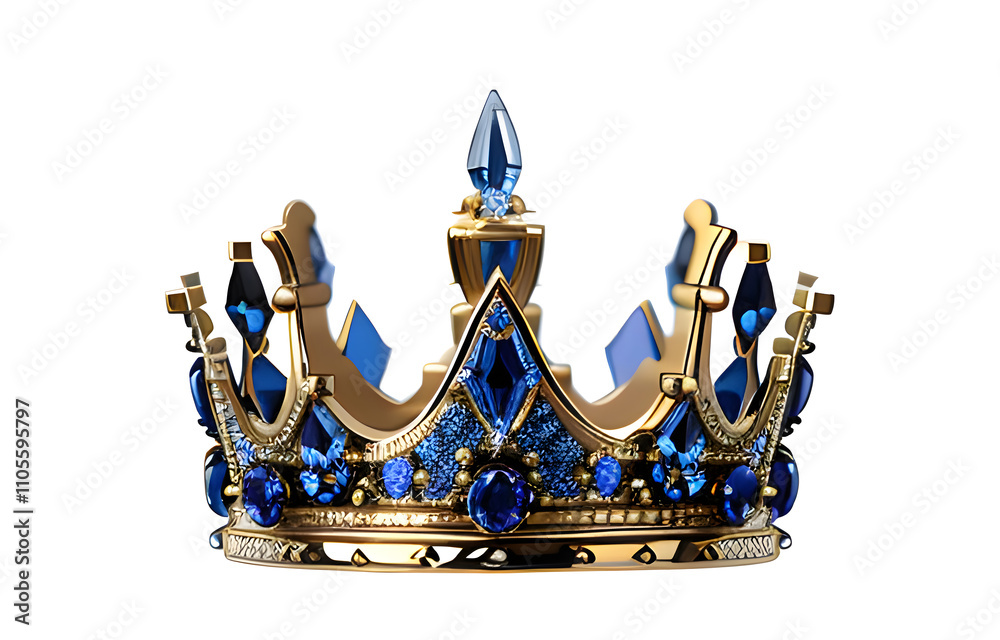 Gold crown with blue gems, royal elegance and luxury concept, perfect ...