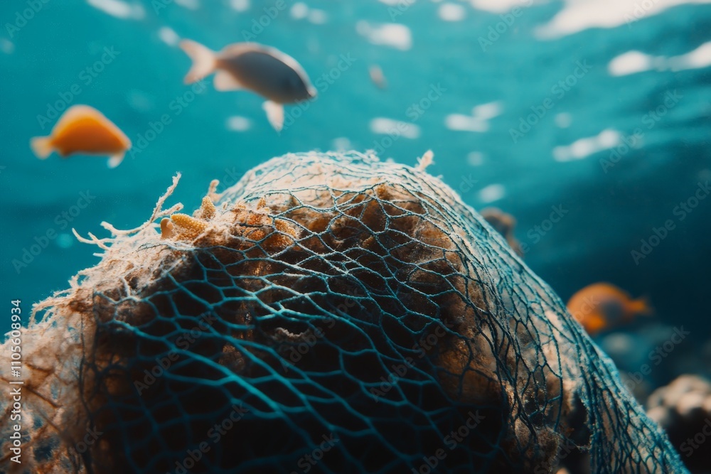 A fishing net ensnaring coral showcases human impact on marine ...