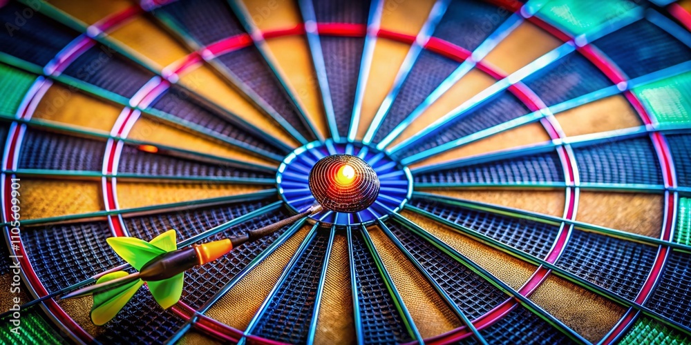 Aerial View of Dart Arrow Striking Center of Dartboard, Showcasing ...
