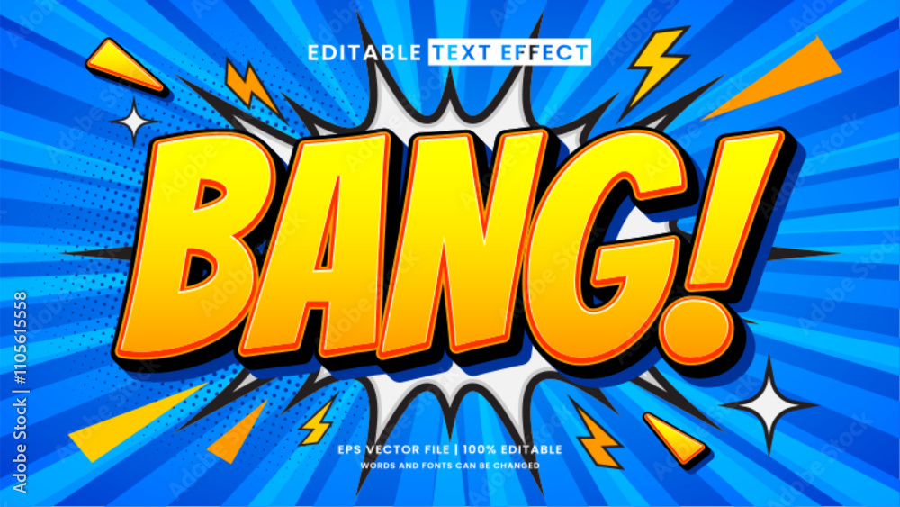 Comic bang editable text style effect Stock Vector | Adobe Stock
