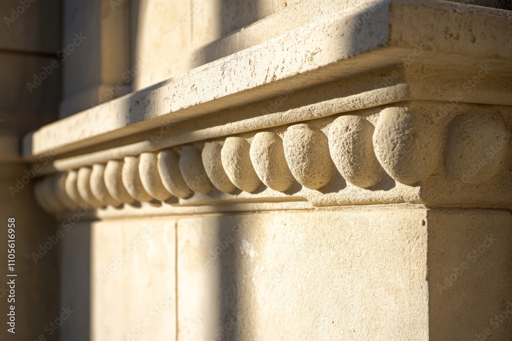 A detailed beaded stone frieze adorning a piece of classical ...