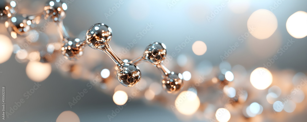 Silver molecule, nanotechnology, peptide collagen background, 3D ...