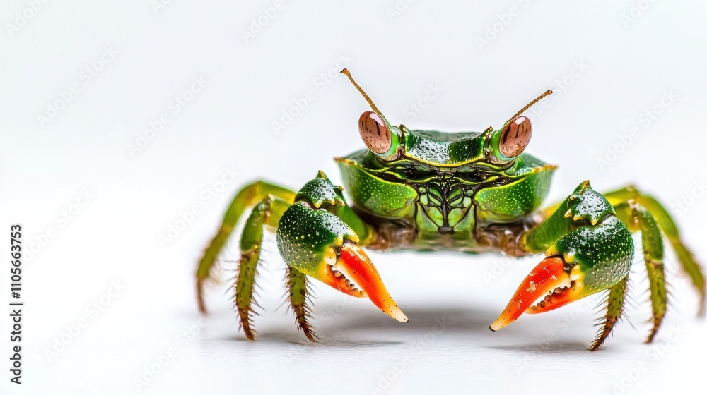 Colorful Crustacean Close up Green and Red Crab with Detailed ...