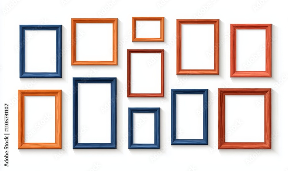 Wooden-framed pictures and photographs hang on the wall, depicting a ...