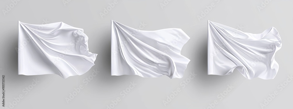 A realistic 3D set of illustrations showing transparent plastic vinyl ...