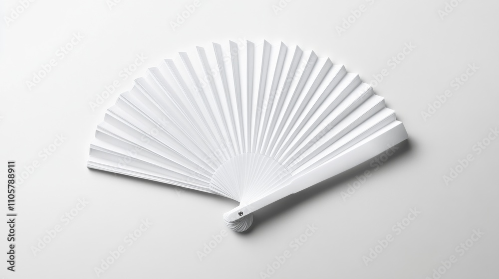 White folding hand fan mockup isolated on a plain white background for ...