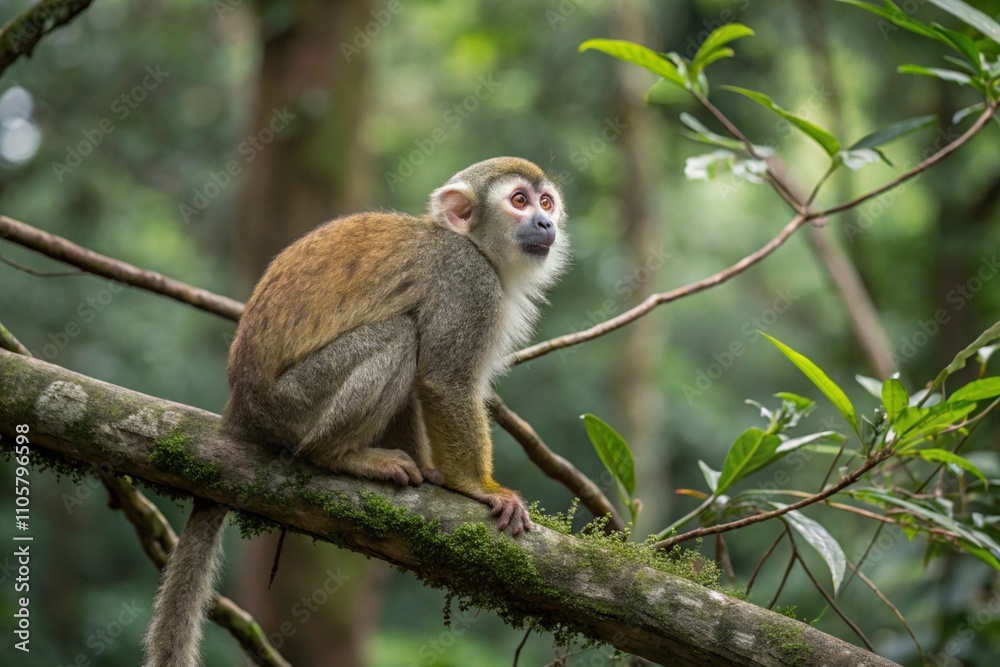 The Gabon talapoin (Miopithecus ogouensis), also known as the northern ...