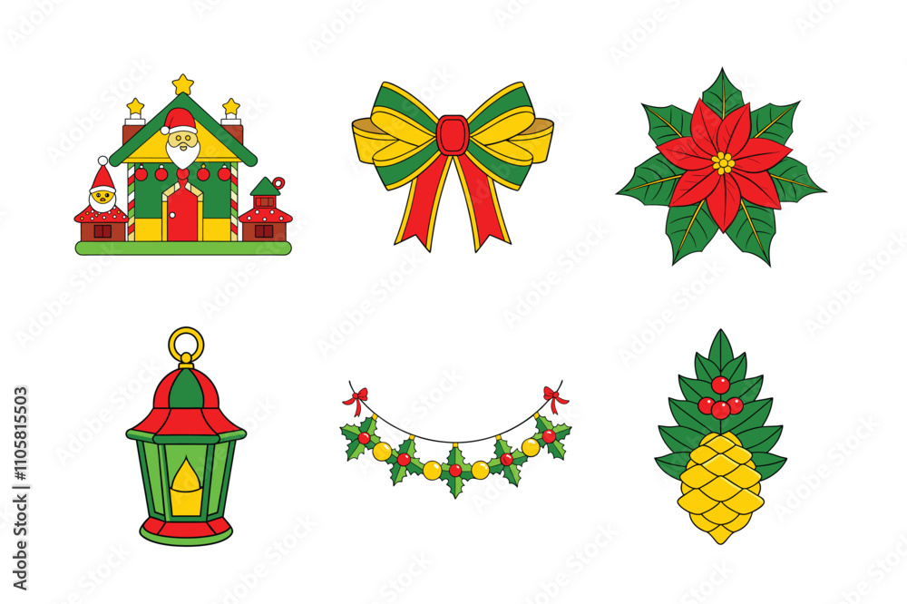 Christmas Clipart Set: Vector Line Art, Silhouettes, Icons, Logos, and ...
