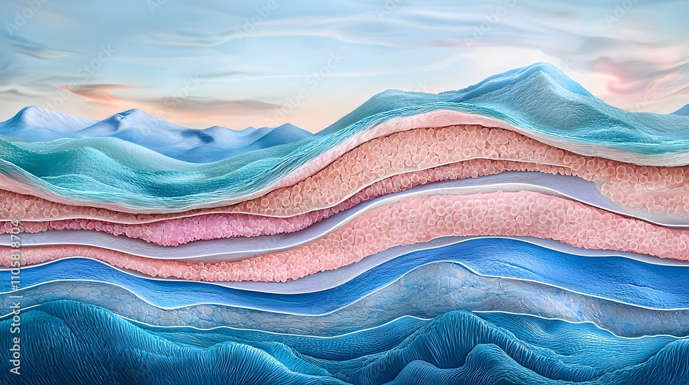 Microscopic view of skin cells in the epidermis, showing layers of ...