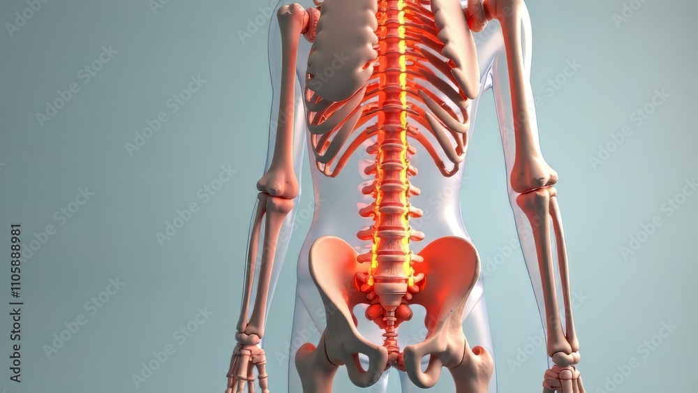 Detailed Human Spine Anatomy, Vertebrae, 3D Medical Illustration, High ...
