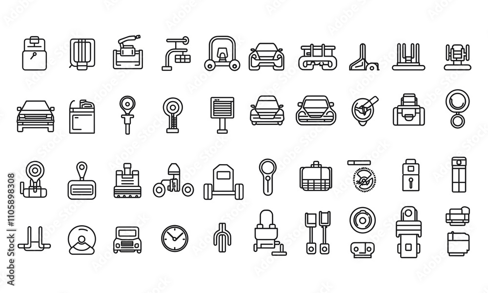 Comprehensive Set of Vehicle Icons for Automotive Applications Stock ...