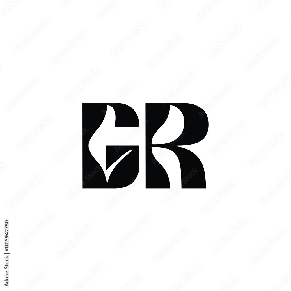 GR monogram logo design letter text name symbol monochrome logotype ...