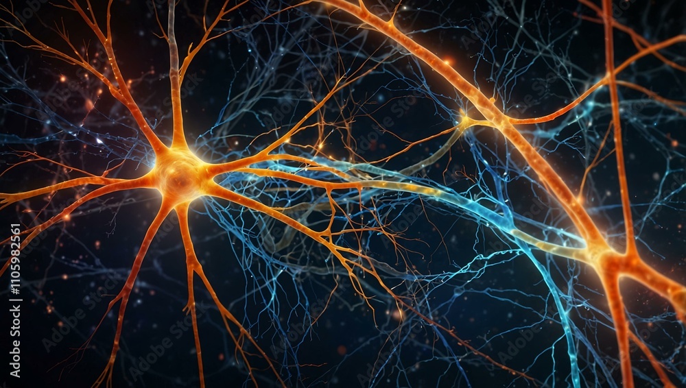 Dynamic neuron anatomy and impulse flow across pathways. Stock ...