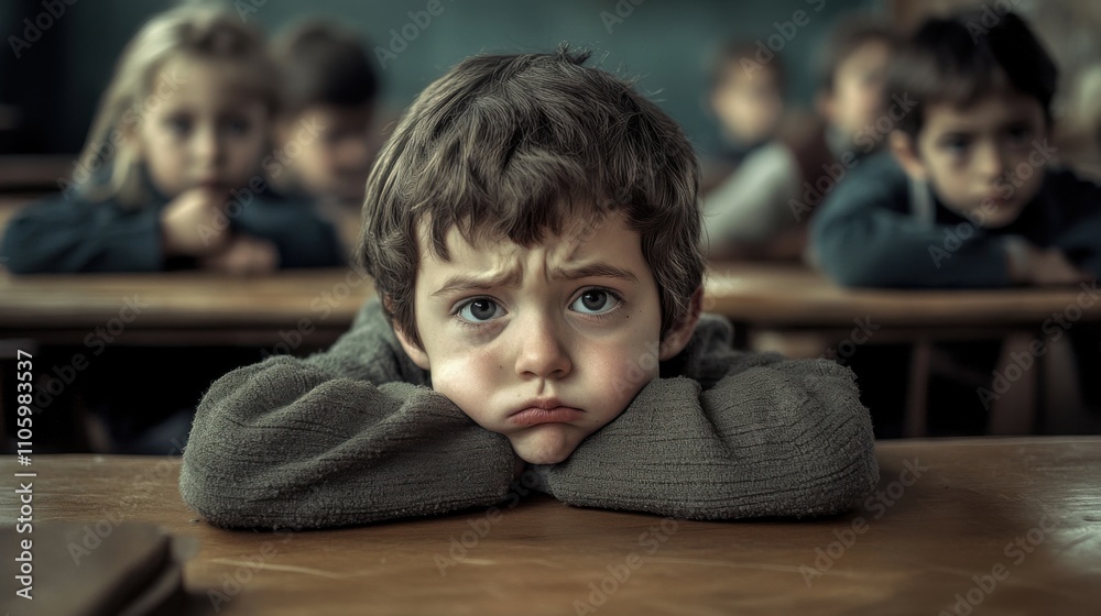 Sad Boy in Classroom School, Loneliness, Childhood, Depression, Sadness ...