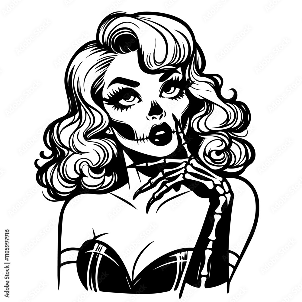gothic pin-up zombie girl in classic design Stock Vector | Adobe Stock